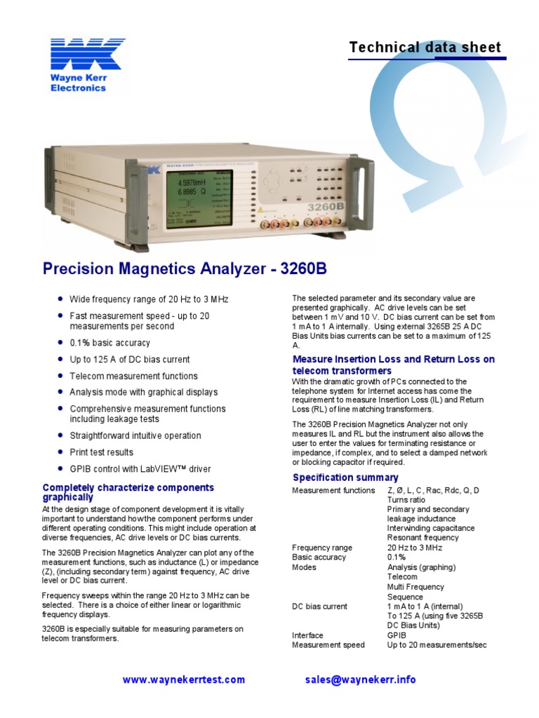 Precision Magnetics Analyzer - 3260B: Technical Data Sheet | PDF ...