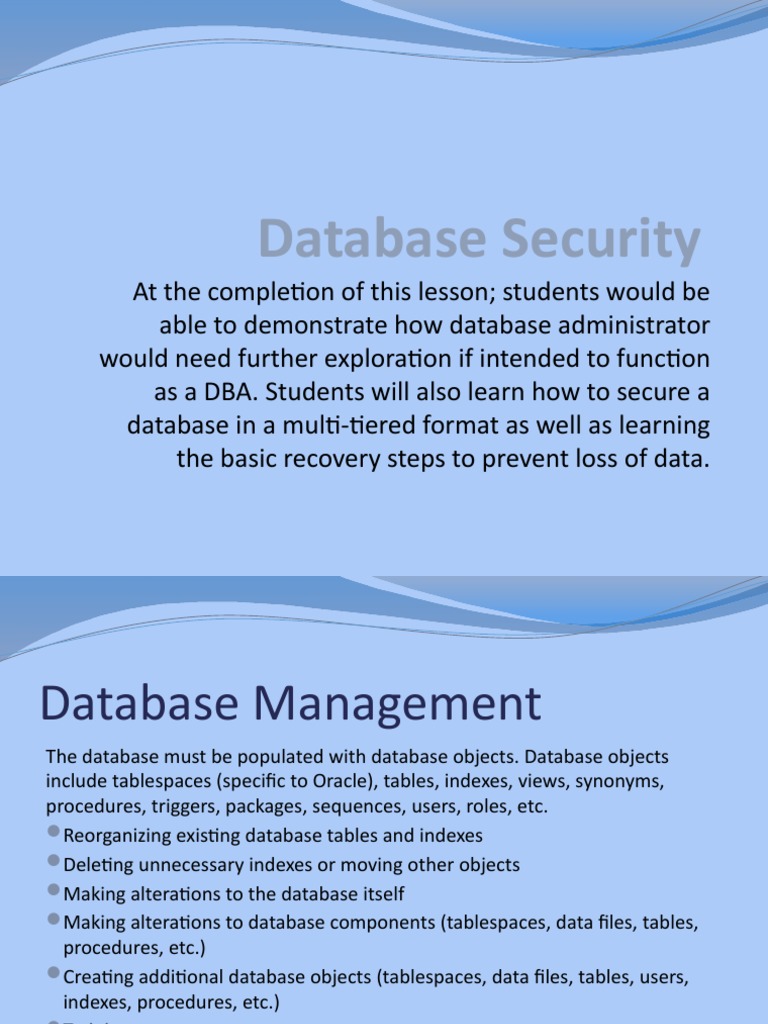 Database Security | PDF | Databases | Backup