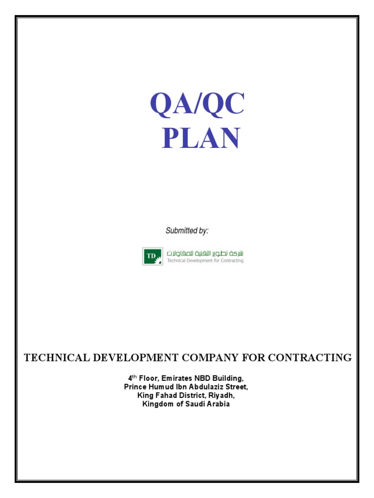 Qa/Qc Plan: Technical Development Company For Contracting | PDF ...