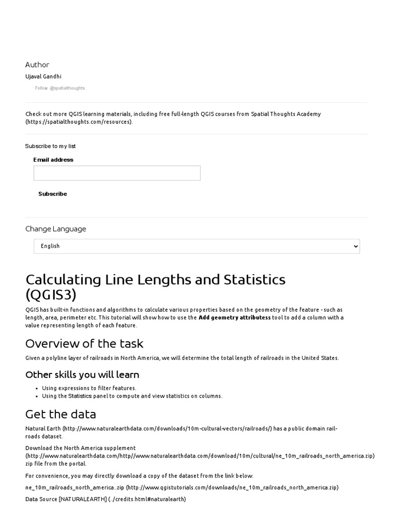 Calculating Line Lengths and Statistics (QGIS3) - QGIS Tutorials and Tips | PDF | Latitude ...