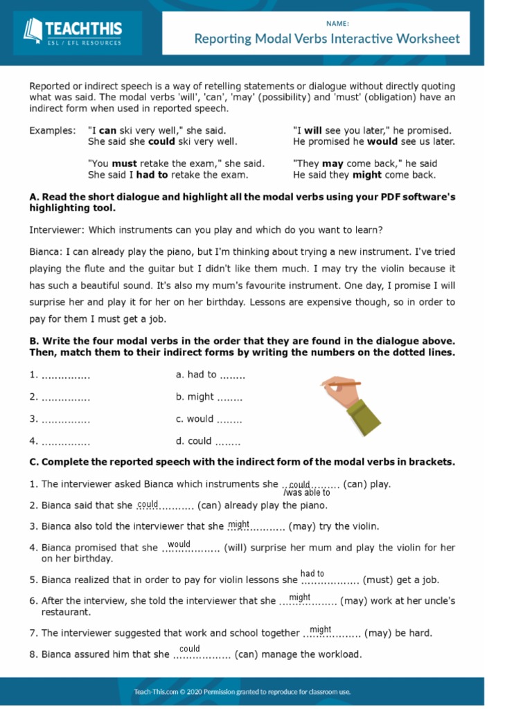 Reported Speech Modal Verbs 29-04-21 | PDF Reported Speech Modal Verbs 29-04-21 | PDF