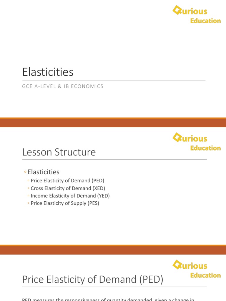 Elasticities: Gce A-Level & Ib Economics | PDF | Demand | Price ...