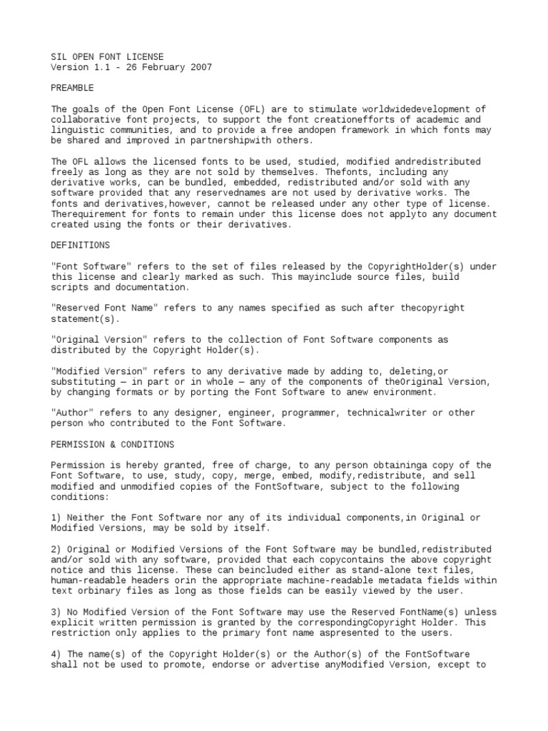 SIL OpenFontLicense | PDF | License | Copyright