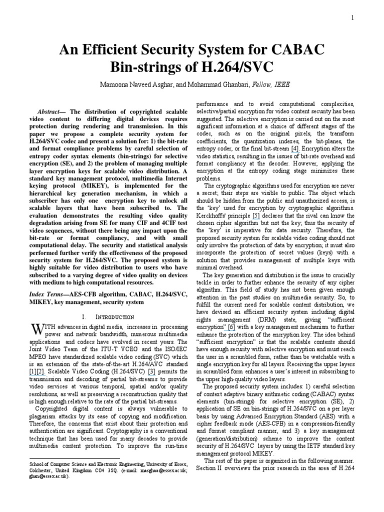 An Efficient Security System For CABAC B | PDF | Cryptography | Data Compression