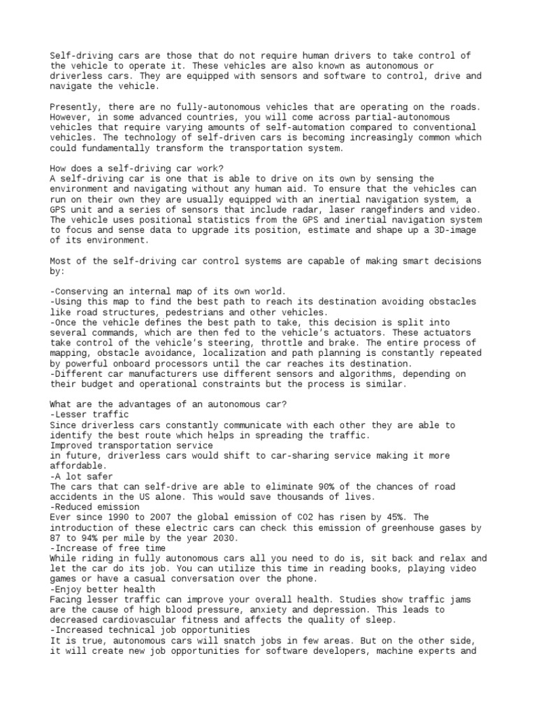 Automotive Self Driving Cars | PDF | Car | Vehicles