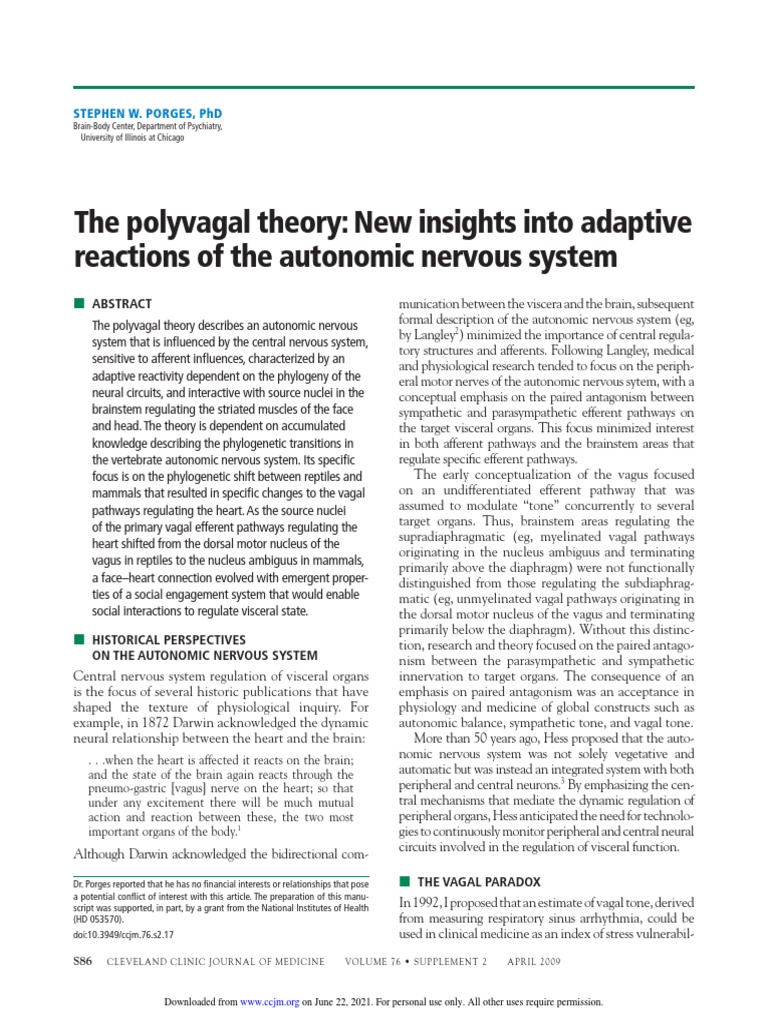 STEPHEN W. PORGES Polyvagal Theory - Full | PDF | Autonomic Nervous ...