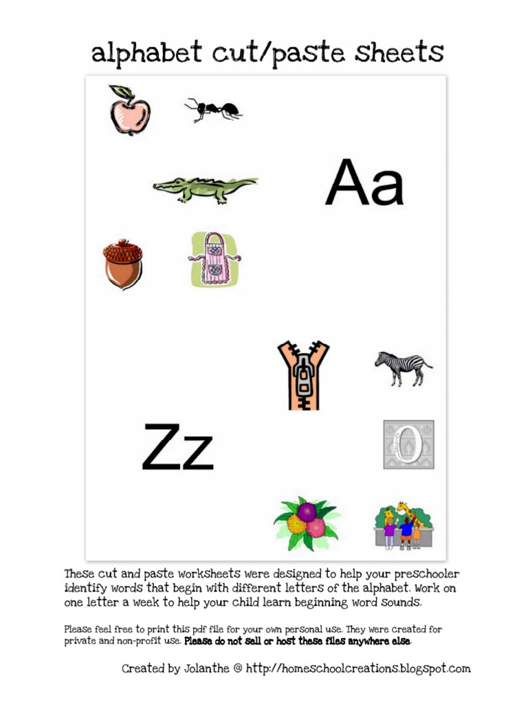 Alphabet Cut and Paste Worksheets | PDF