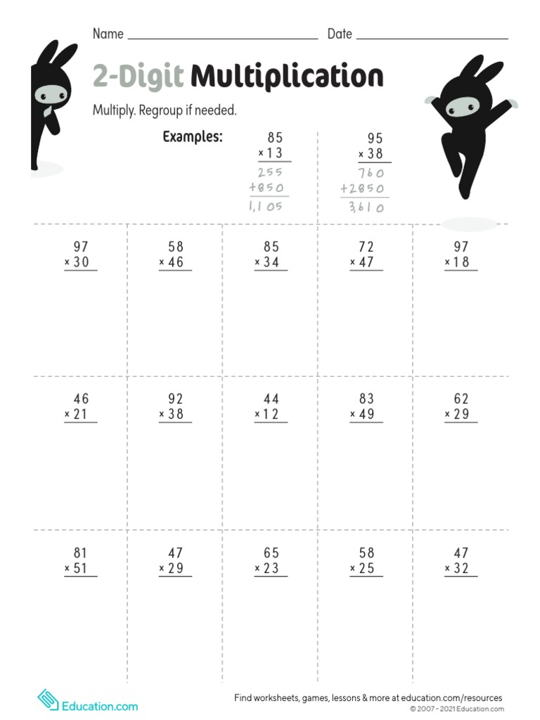 2 Digit Multiplication 1 | PDF | Multiplication | Arithmetic