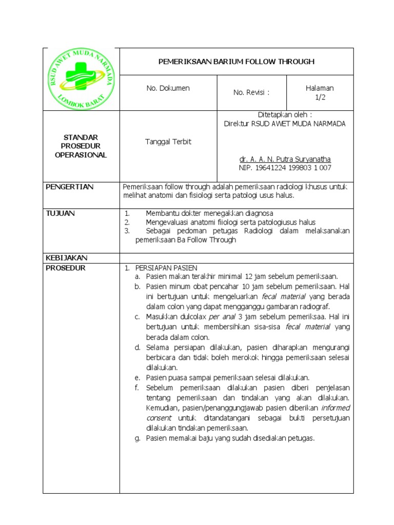 Pemeriksaan Follow Through | PDF