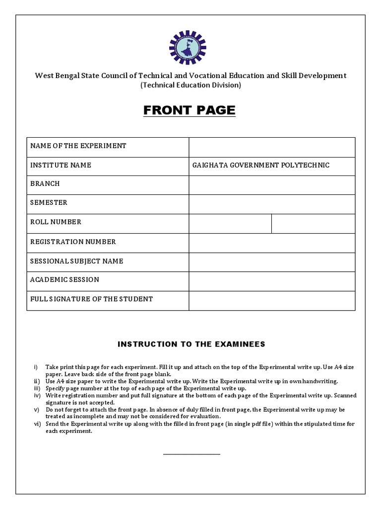 Gaighata Polytechnic Experiment Guide | PDF