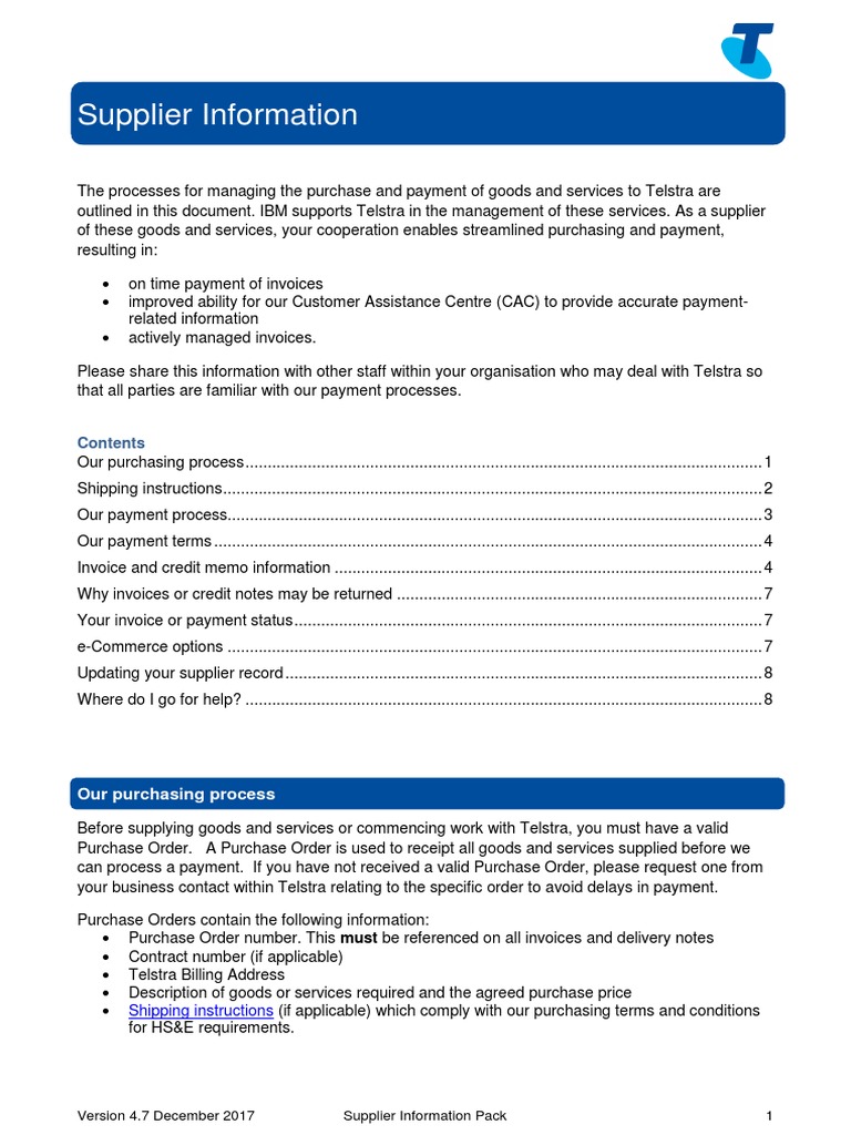 Supplier Information Pack v4 7 | PDF | Receipt | Invoice