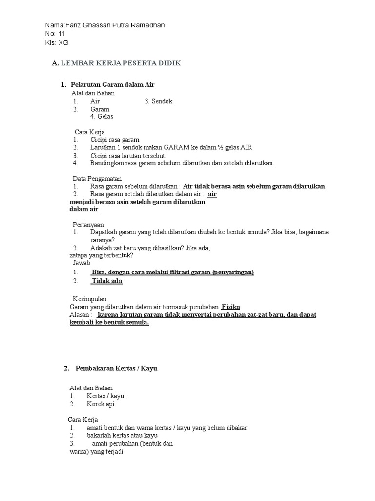 LKPD Kimia-Fariz Ghassan Putra Ramadhan-11-XG | PDF