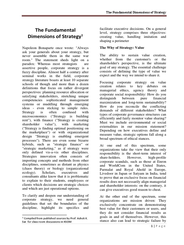 Dimensions of Corporate Strategy | PDF | Strategic Management ...