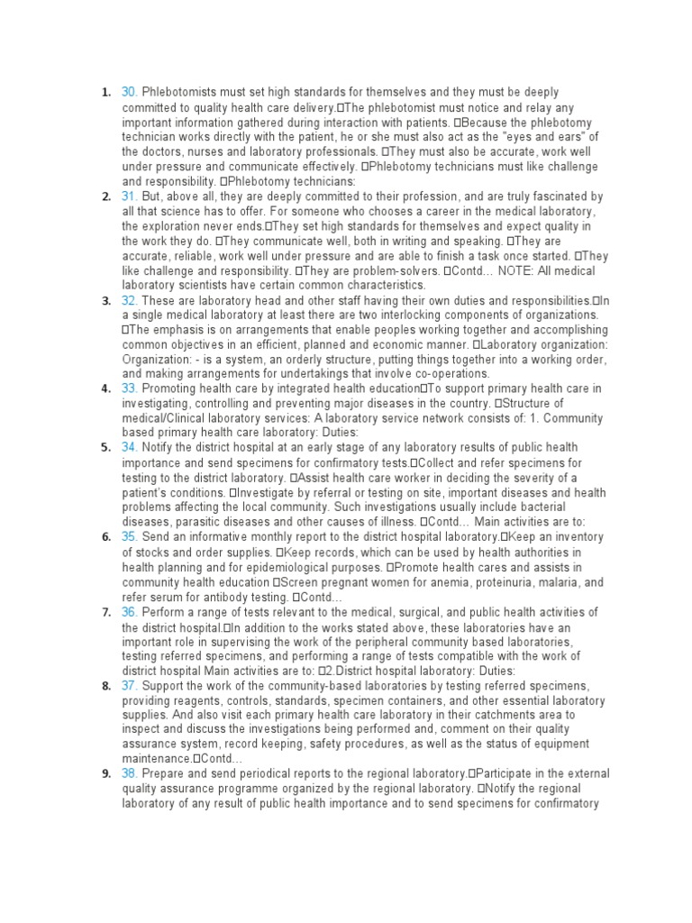 Medical Laboratory Notes | PDF | Medical Laboratory | Health Care