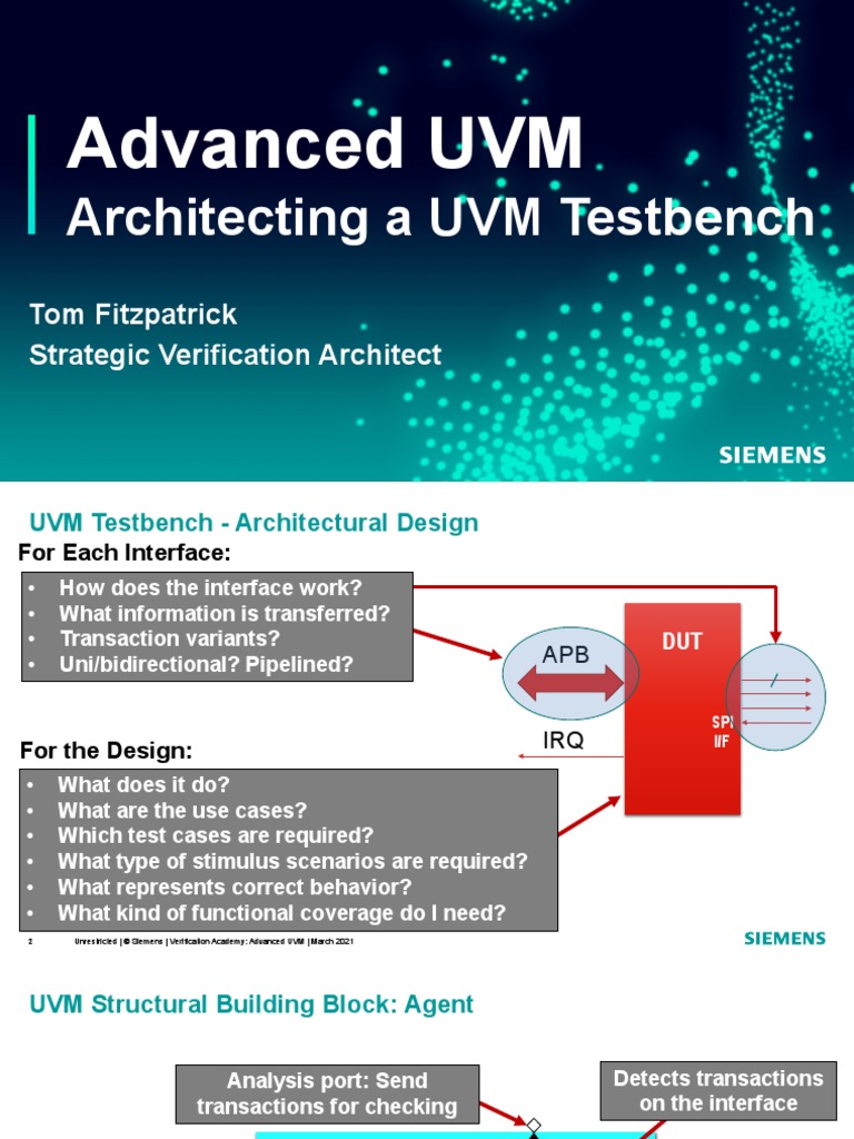 Advanced Uvm Session1 Architecting Uvm Testbench Pdf Information Technology Management