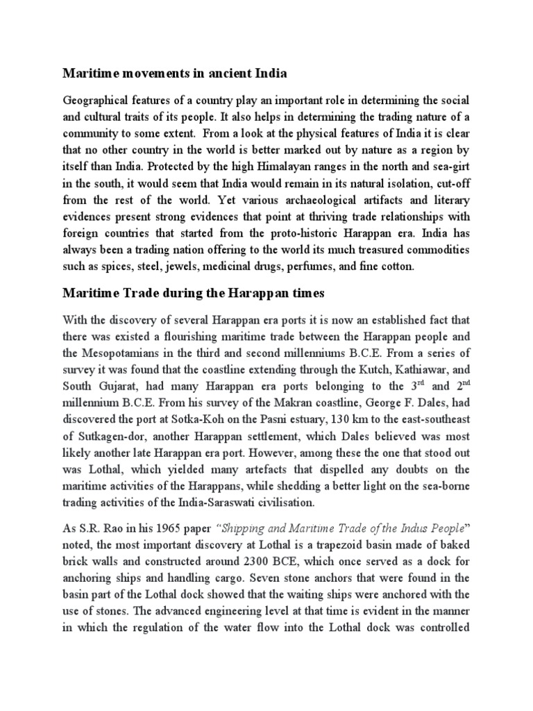 Maritime Movements in Ancient India | PDF | Ships | Shipbuilding