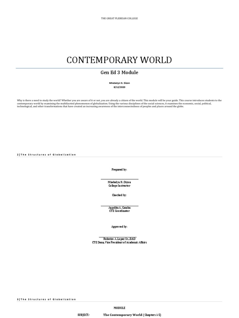 The Contemporary World Module Chapter 1 Prelims Final | PDF | Human ...