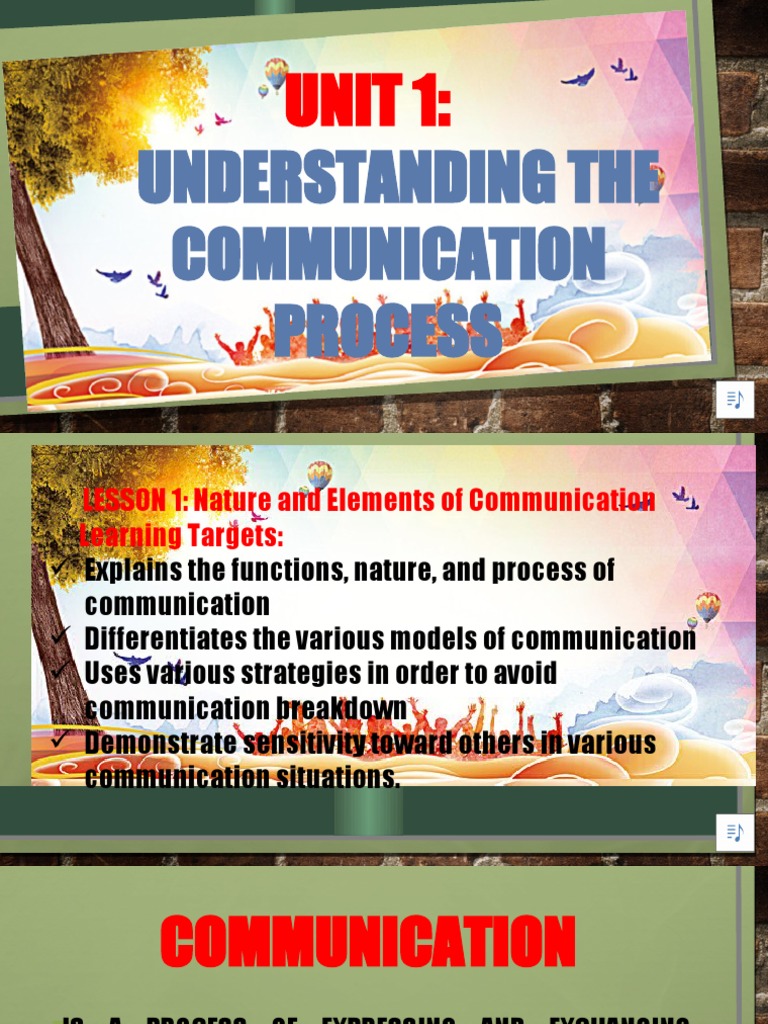 Unit 1:: Understanding The Communication Process | PDF | Communication | Nonverbal Communication