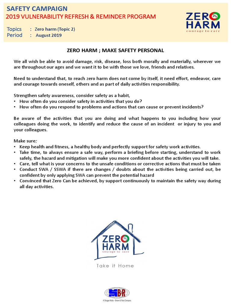 HES Safety Campaign Topic 2 - Zero Harm (Eng) 01082019.. | PDF