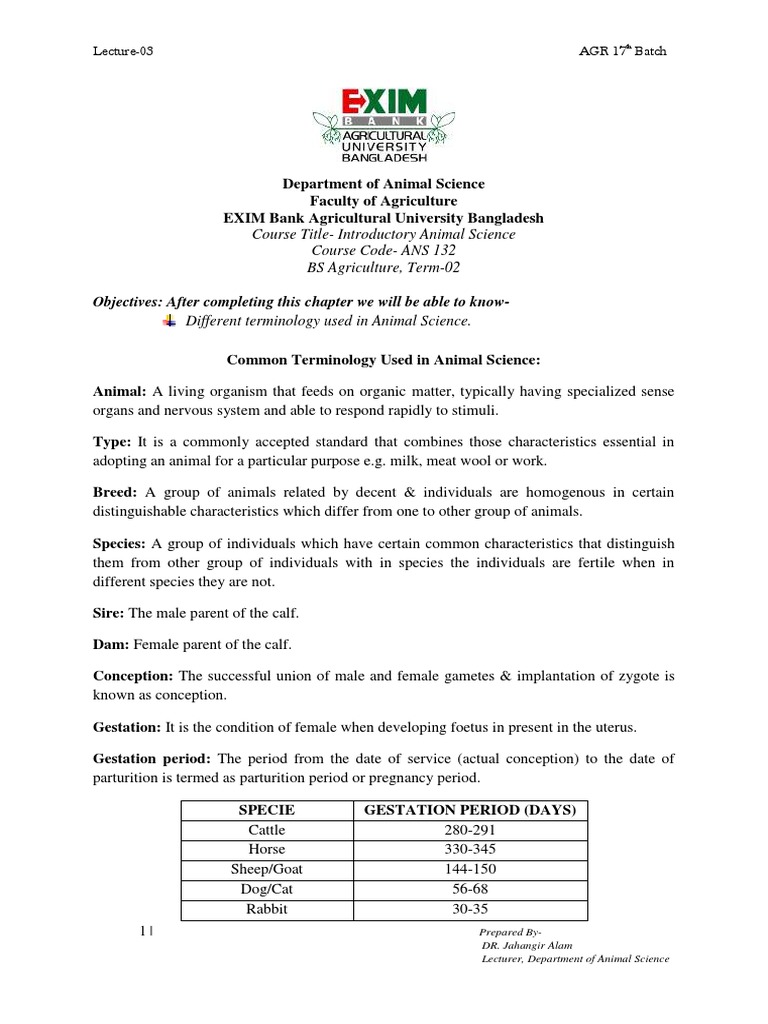 Common Animal Science Terminology Lecture | PDF | Cattle | Heredity