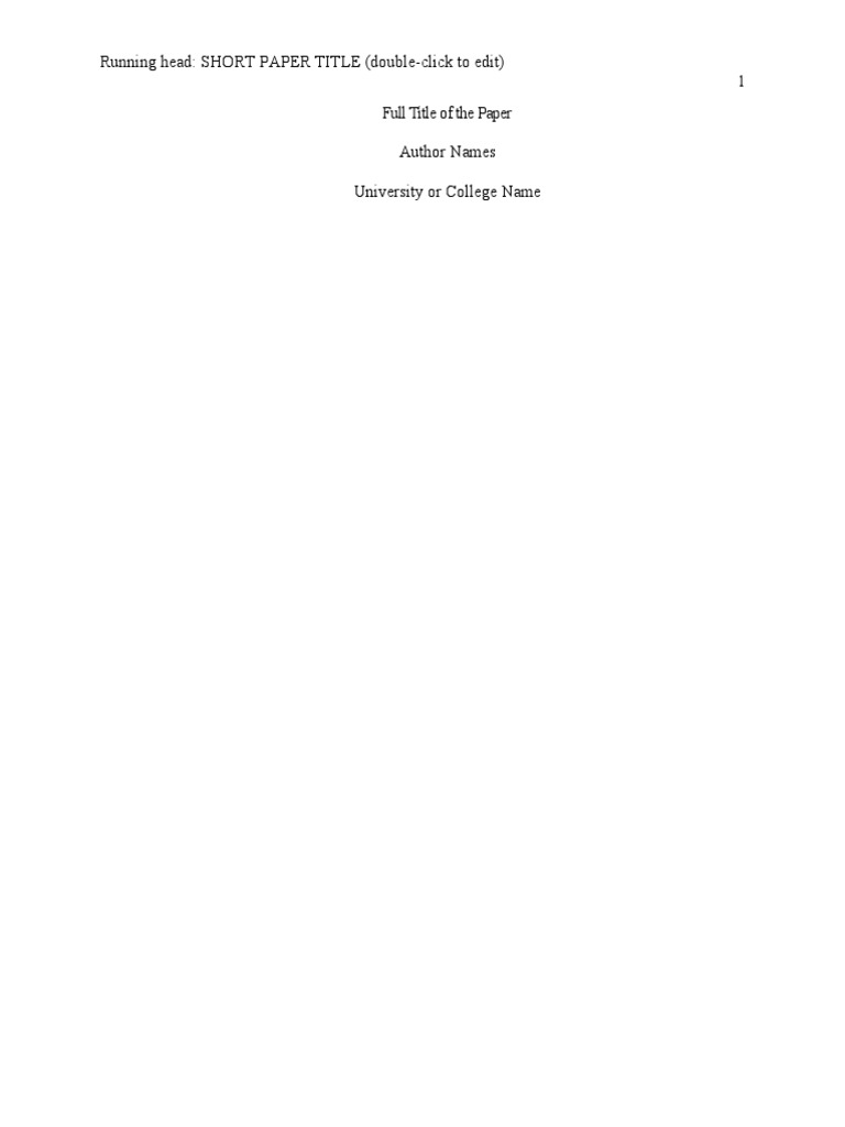 APA Format Template | PDF | Paragraph