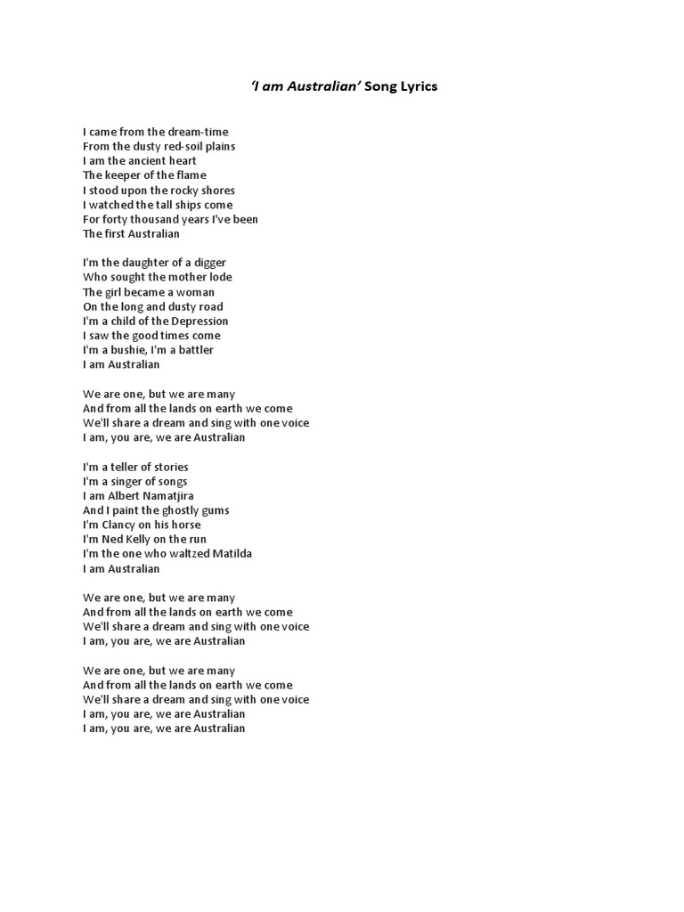 'I Am Australian' Lyrics | PDF | Poetry
