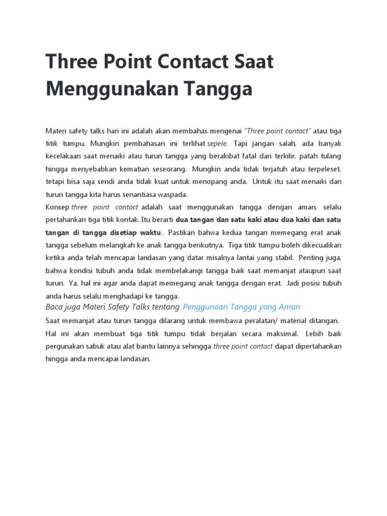 Keamanan Tangga: Tiga Titik Tumpu | PDF