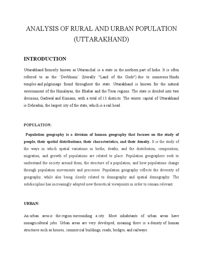 Analysis of Rural and Urban Population (Uttarakhand) | PDF | Urban Area ...