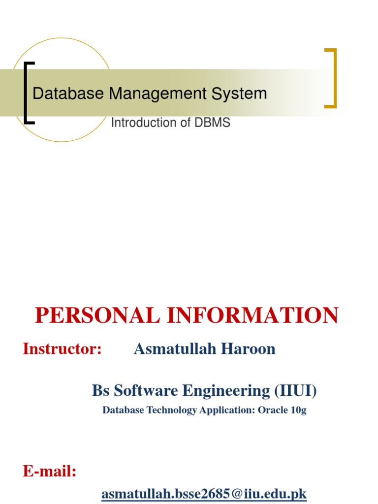 An Introduction to Database Management Systems and Relational Database Concepts | PDF ...