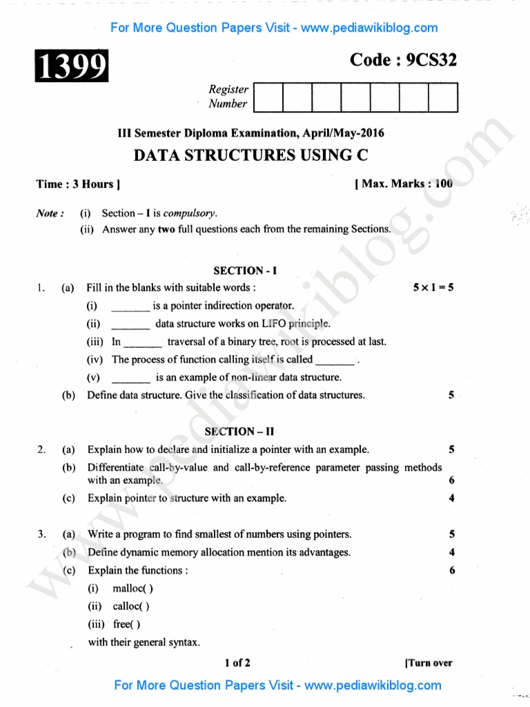 Data Structures Using C May 2016 2009 Scheme Pdf Queue Abstract Data Type Algorithms