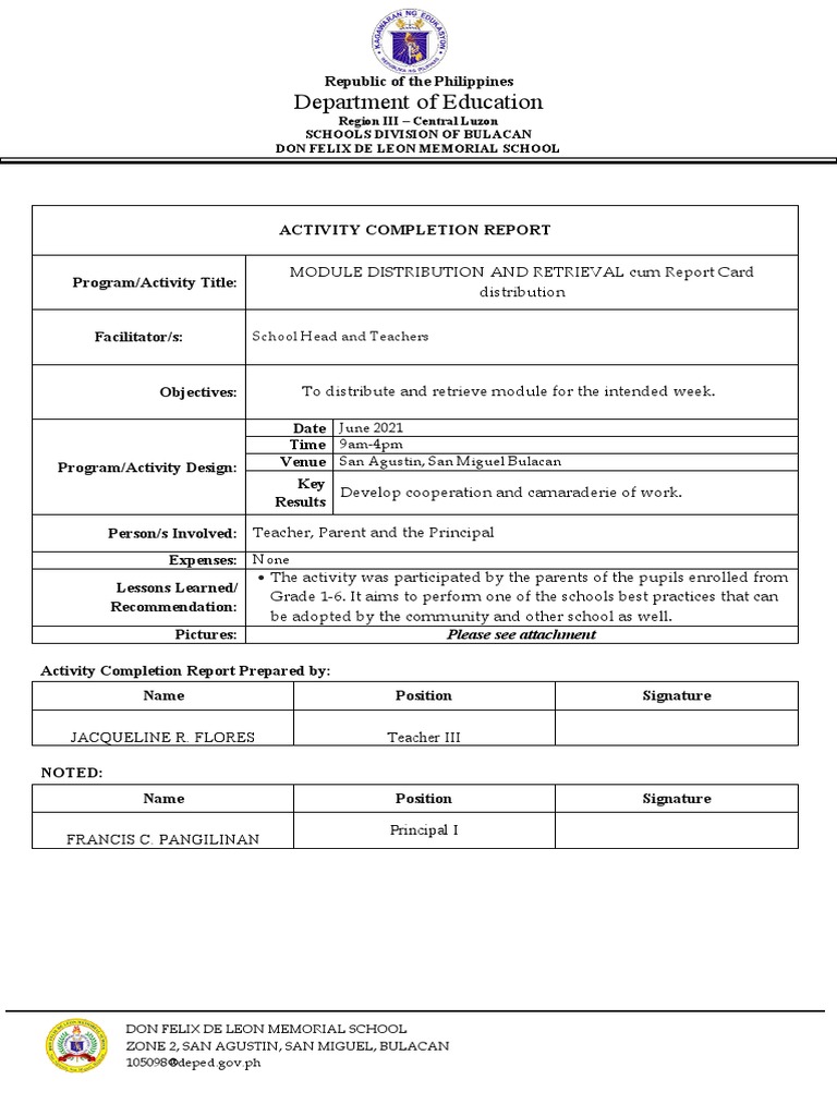ACR-Distribution and Retrieval of Module and Report Card | PDF | Self ...