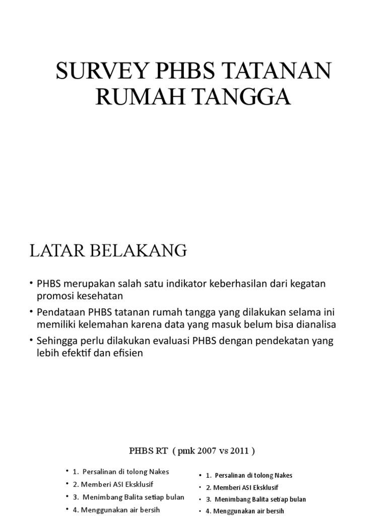 Survey PHBS Tatanan Rumah Tangga | PDF