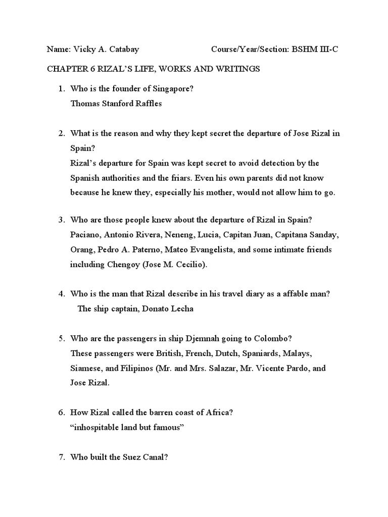 Chapter 6 Jose Rizal's Life, Works and Writings | PDF