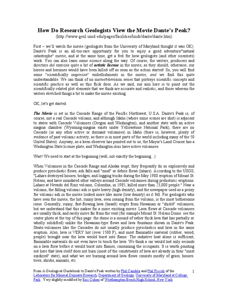 How Do Professional Volcanologists View The Movie Dante | PDF | Volcano ...