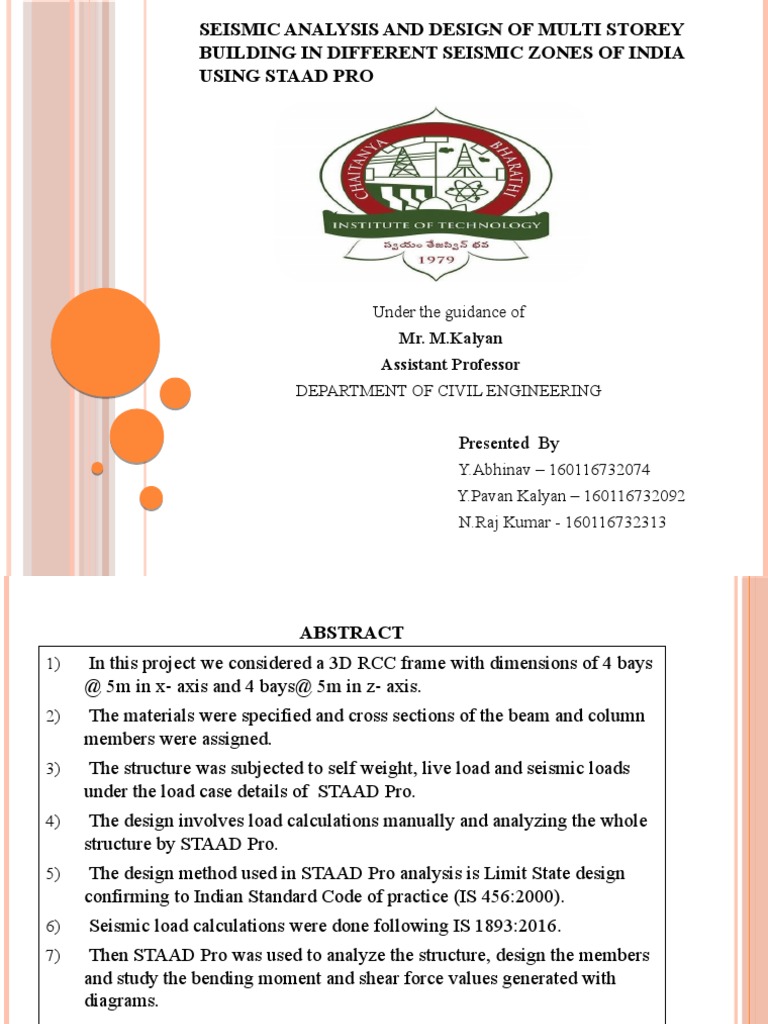 Seismic Analysis and Design of Multi Storey Building Using Staad Pro ...