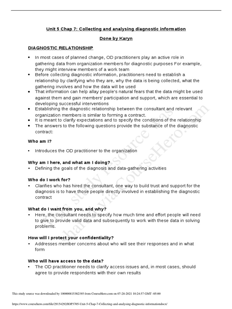 IOP3705 Unit 5 Chap 7 Collecting and Analysing Diagnostic Information ...