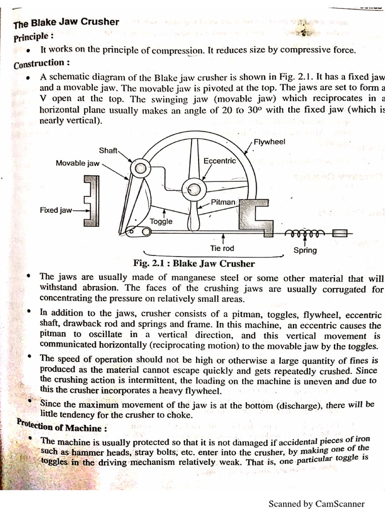 Blake Jaw Crusher Overview and Diagrams | PDF