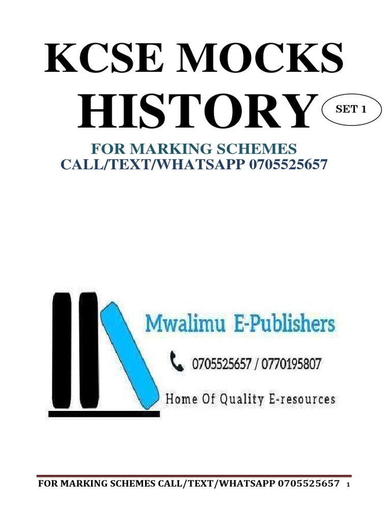 Kcse History Mocks Set 1 | PDF | Kenya | East Africa Kcse History Mocks Set 1 | PDF | Kenya | East Africa