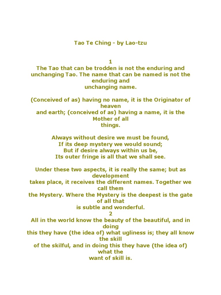 Tao Te Ching - by Lao-Tzu | PDF | Laozi | Tao
