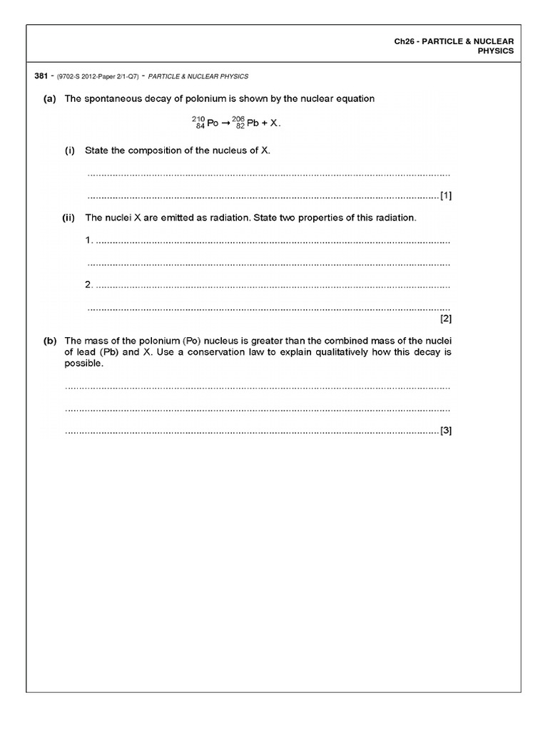 Ch26 Particle & Nuclear Physics Questions | PDF | Physics | Particle ...