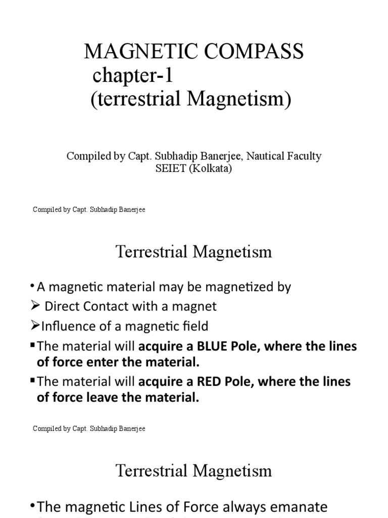 Magnetic Compass - Terrestrial Magnetism - PPT Notes | PDF | Equator ...