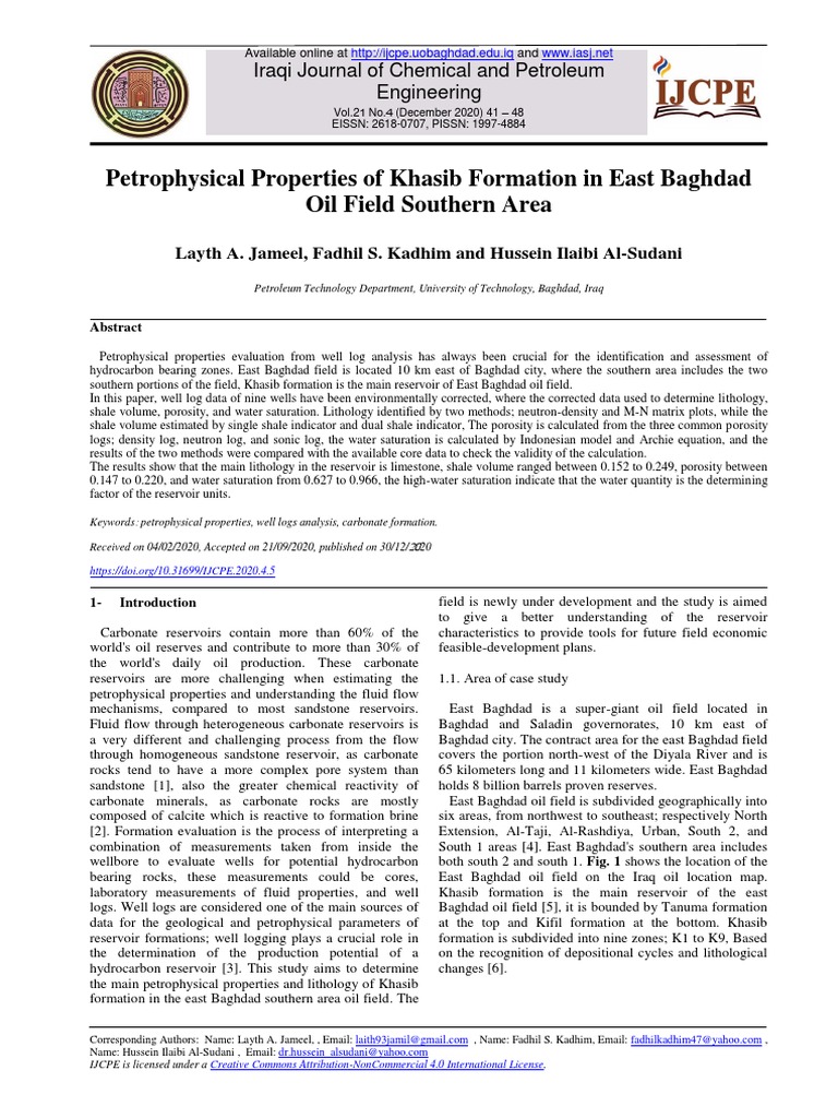 Petrophysical Analysis of Khasib Formation | PDF | Petroleum Reservoir