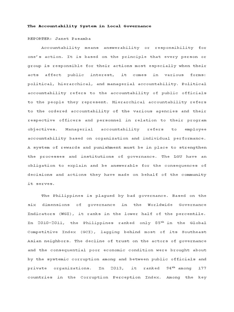 FILE 10 The Accountability System in Local Governance | PDF ...