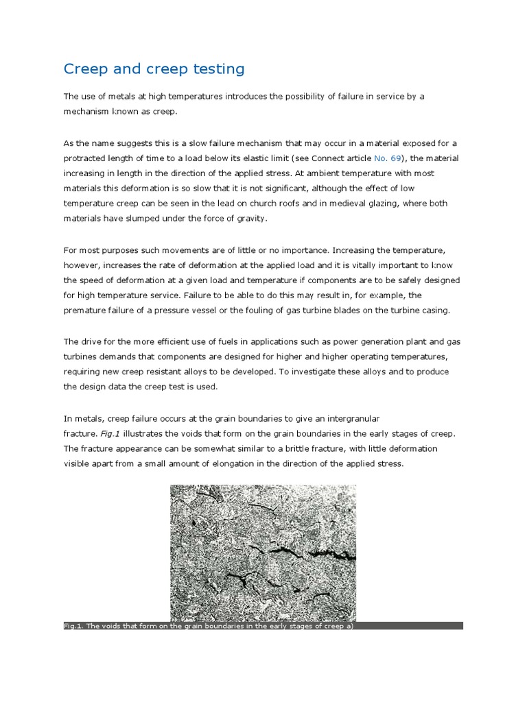 Creep and Creep Testing | PDF | Creep (Deformation) | Deformation ...
