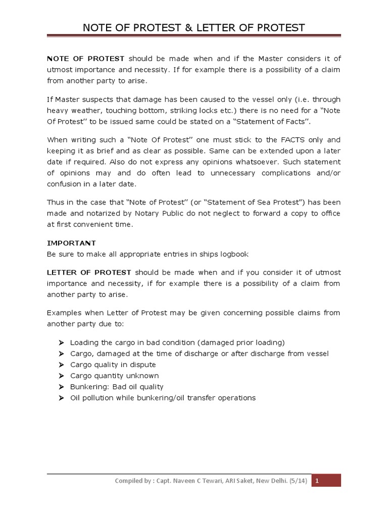Note of Protest | PDF | Port | Transport