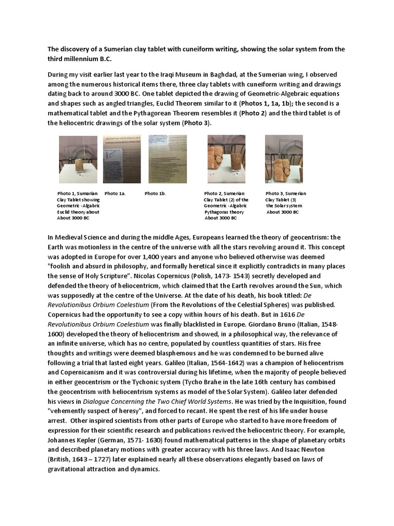 The Discovery of A Sumerian Clay Tablet With Cuneiform Writings and ...