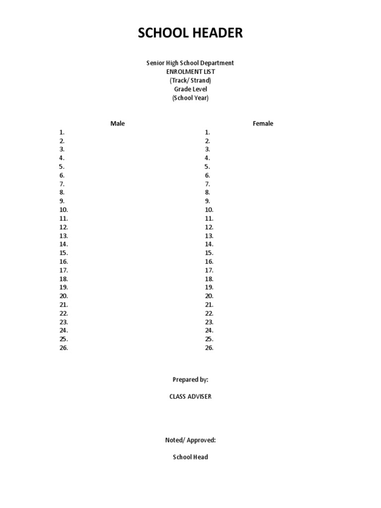 Senior High School Department List | PDF