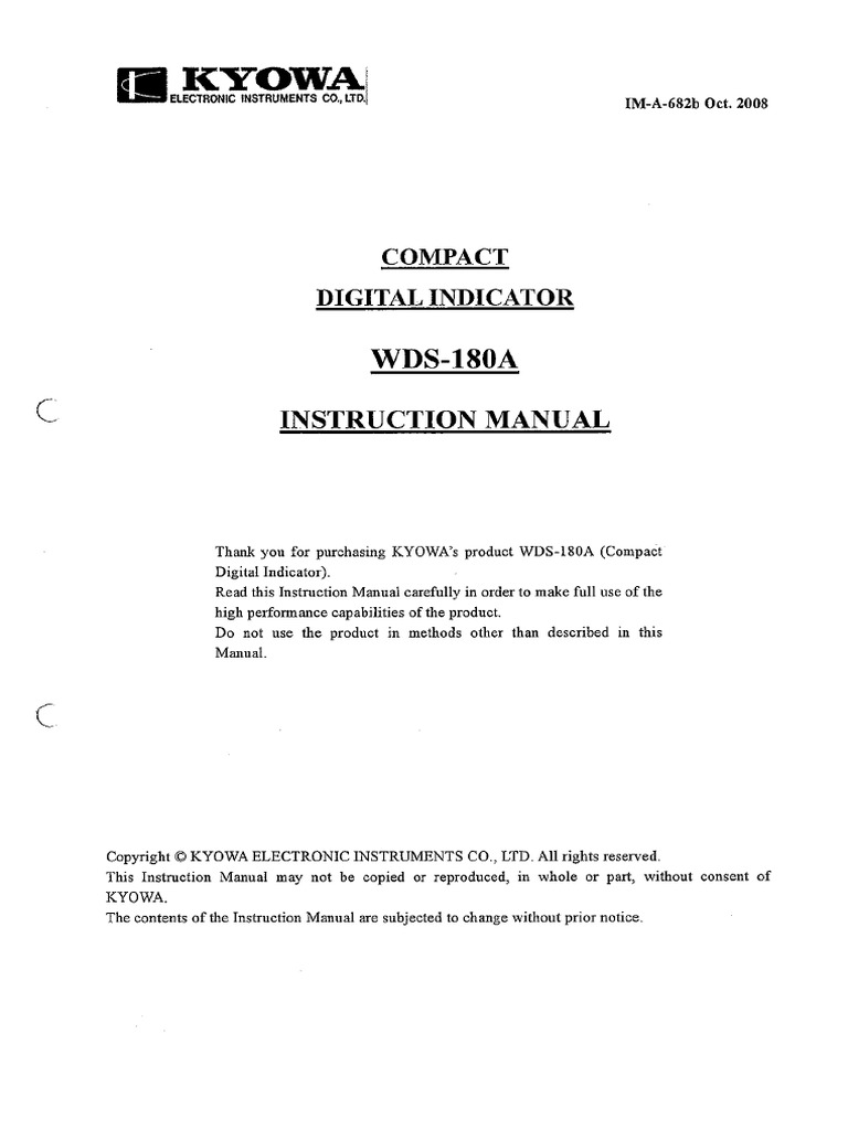 Kyowa WDS-180A Manual U5549 | PDF