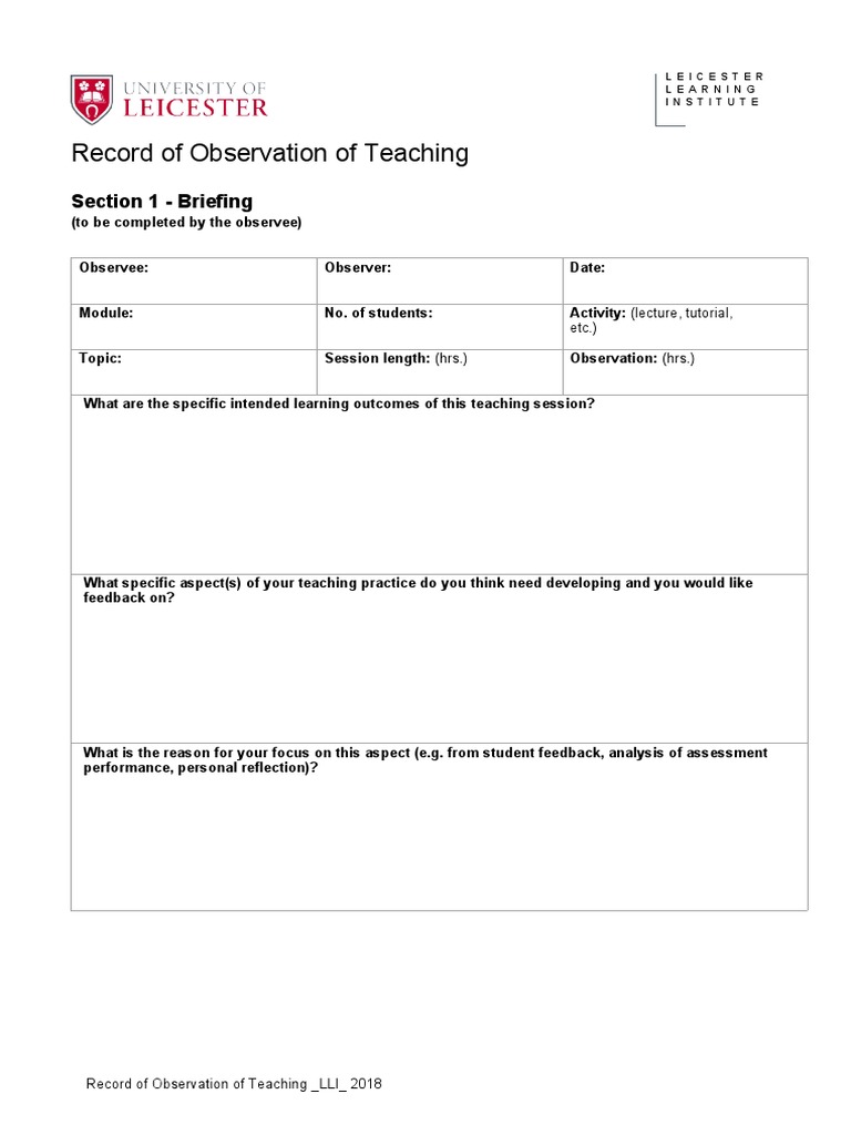 Record of Observation of Teaching | PDF | Teaching Method | Learning