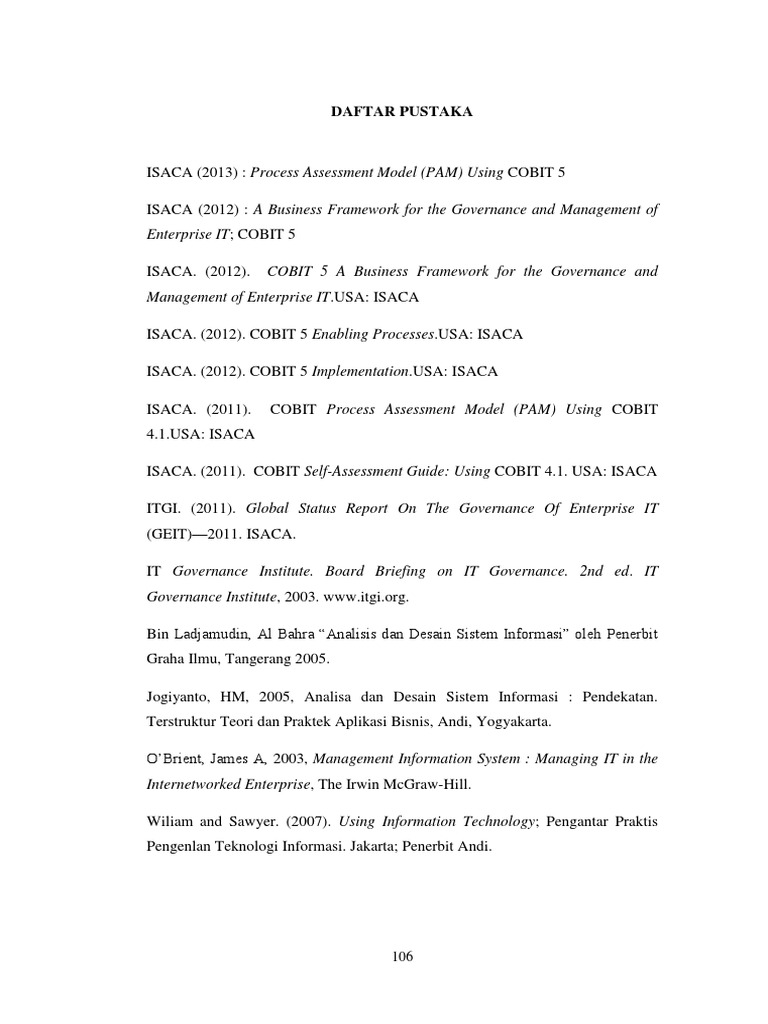 Enterprise IT COBIT 5: Daftar Pustaka | PDF | Technology & Engineering
